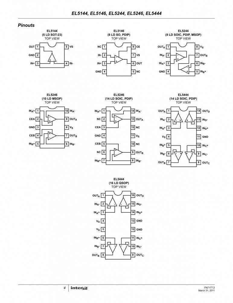 EL5146CSZ datasheet page 4