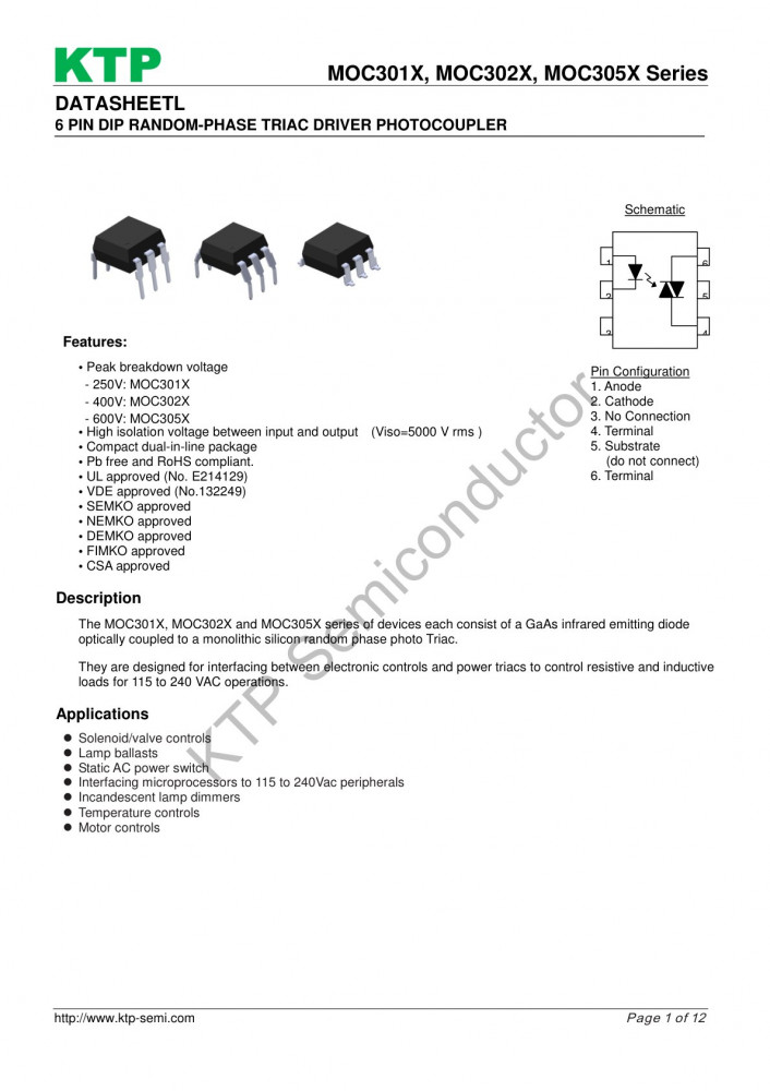 MOC3023S datasheet page 1