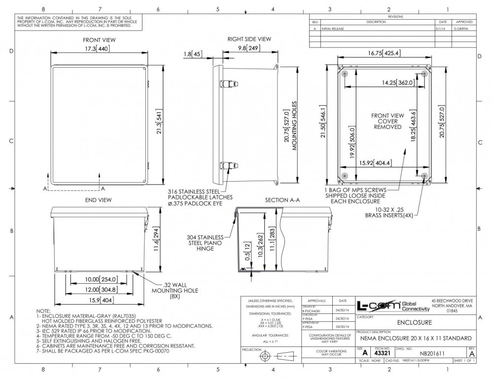 L-com NB201611 technical document page