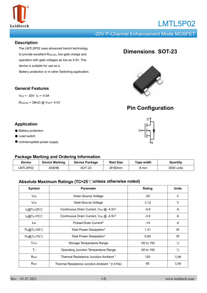 LMTL5P02 datasheet page 1