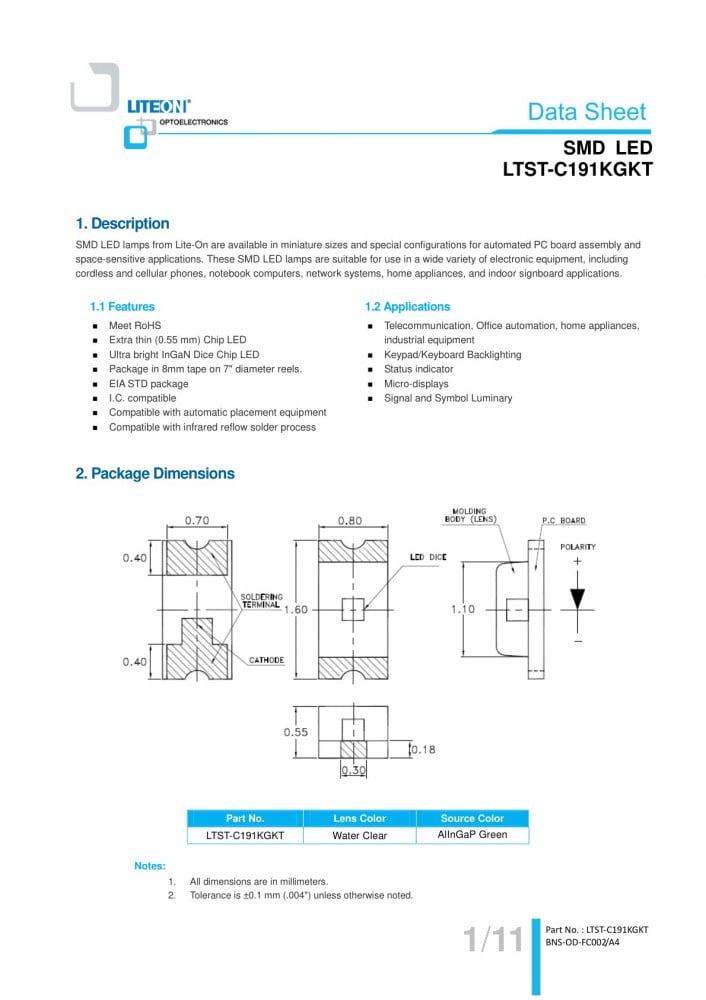 LTST-C191KGKT datasheet page 2