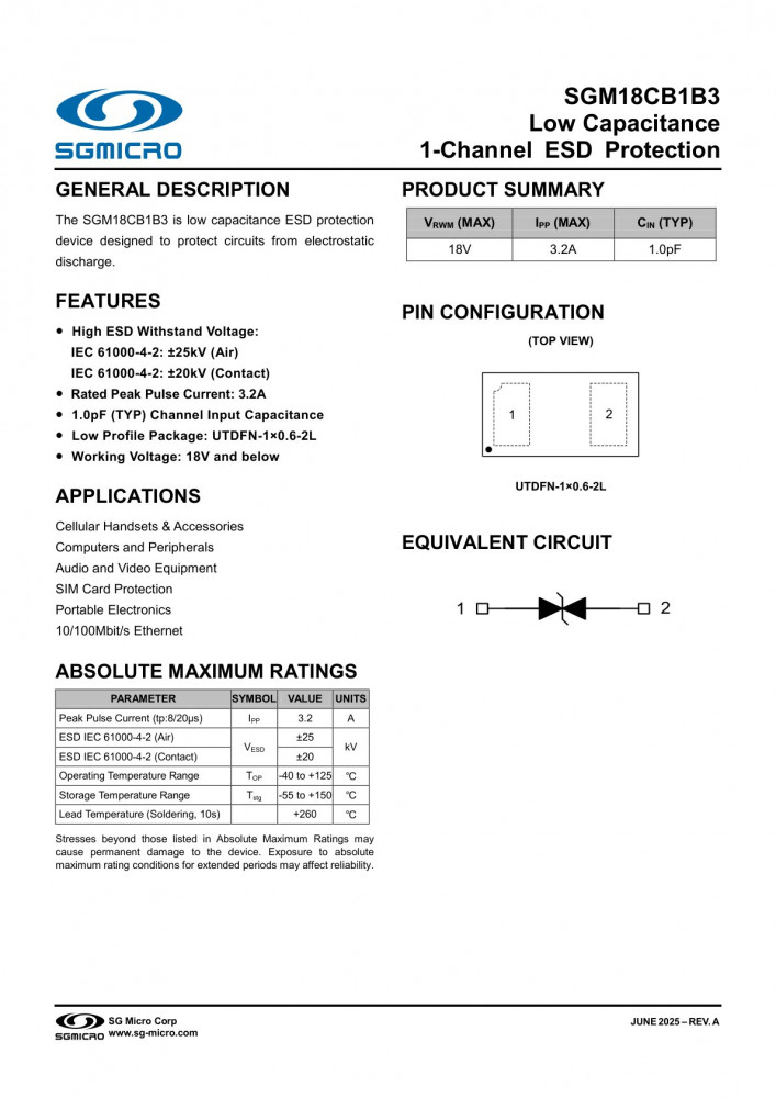 SGM18CB1B3 datasheet page 1