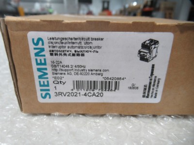 SIEMENS 3RV20214CA20 Motor Protective Circuit Breaker for sale