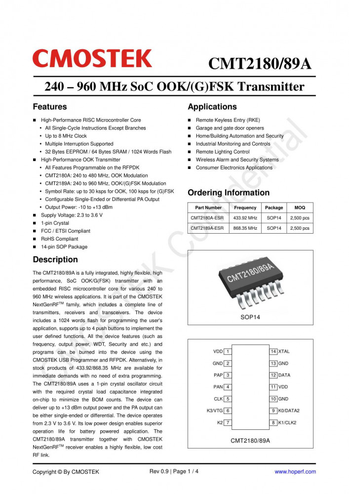 CMT2180A-ESR technical document page 1