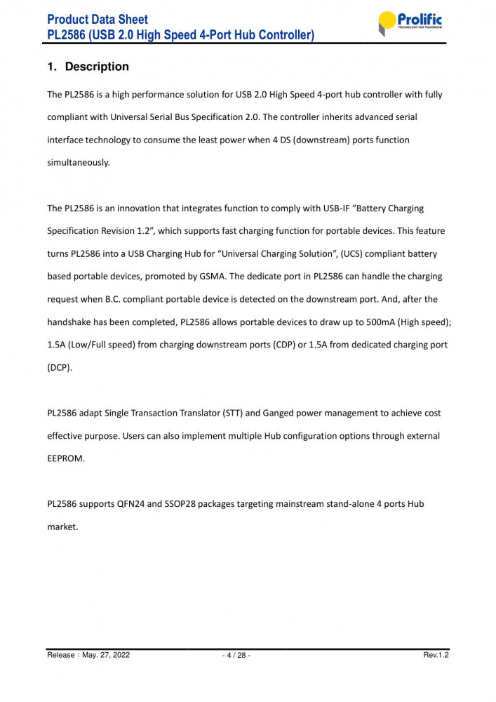PL2586 datasheet page 4