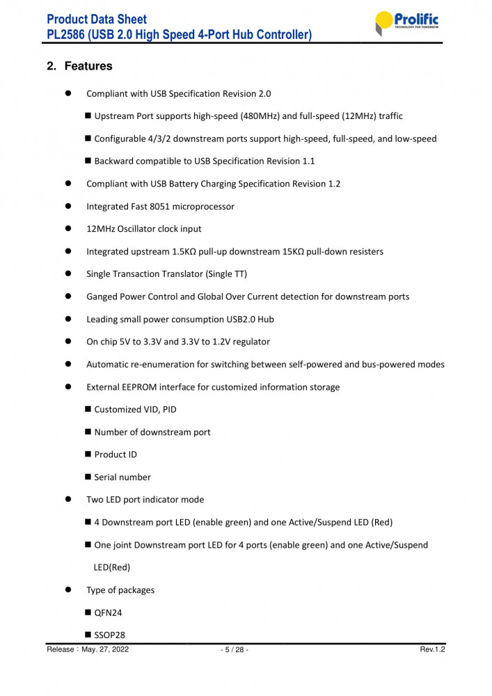 PL2586 datasheet page 5