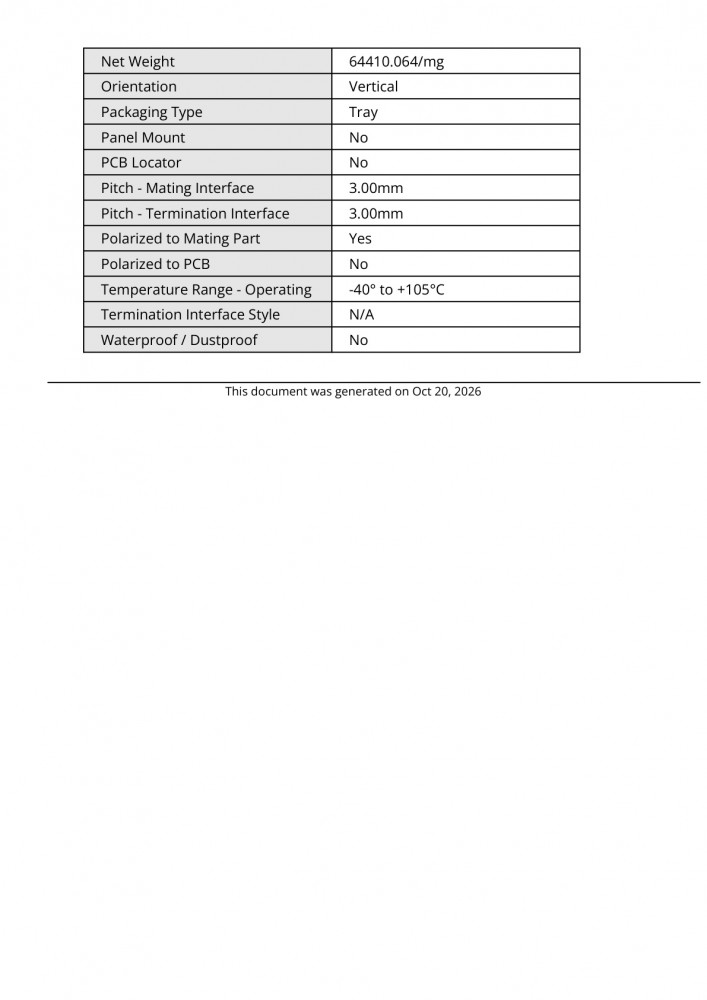 Technical document page 3 for MOLEX 543333070