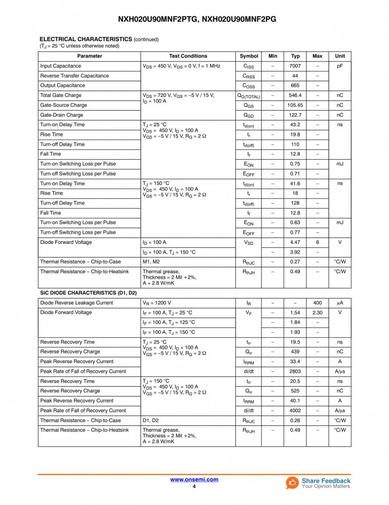 NXH020U90MNF2 datasheet page 4