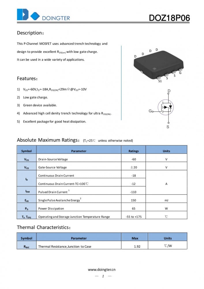 DOZ18P06 datasheet page 1