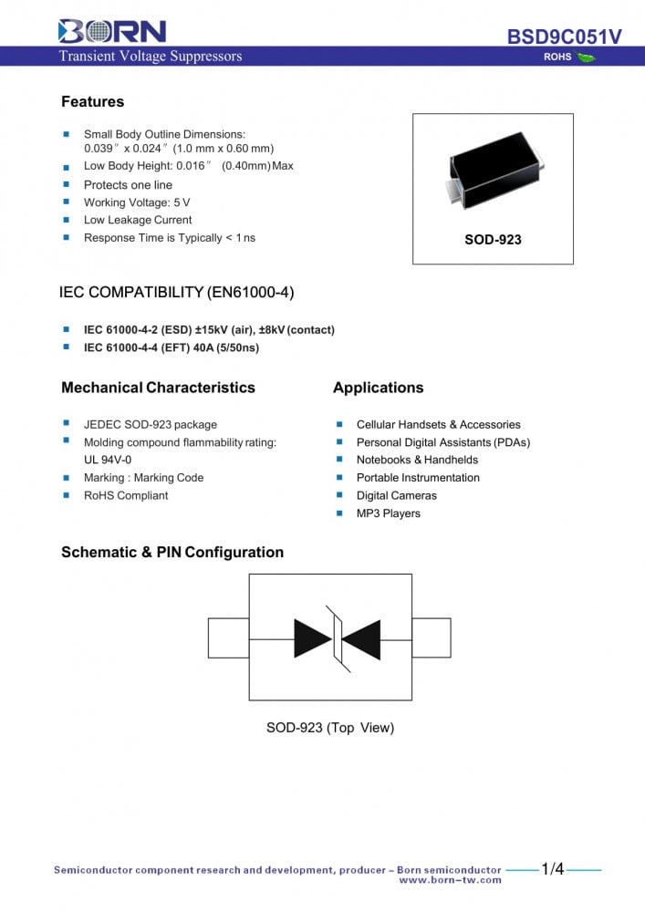 BSD9C051V datasheet page 1