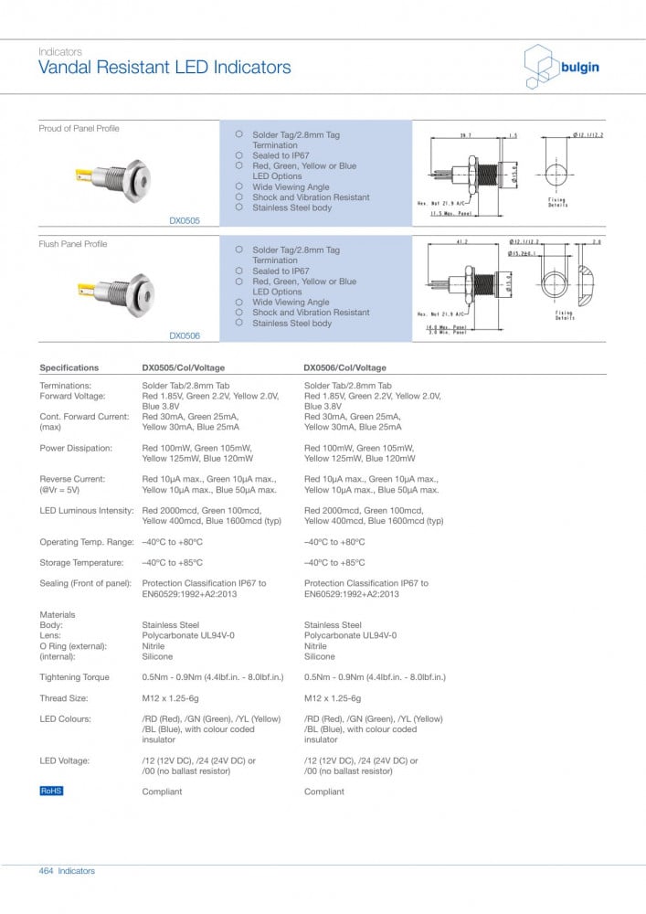 Bulgin indicator catalogue page 2
