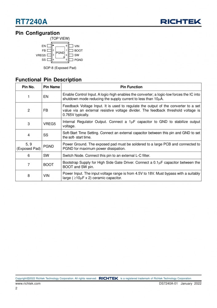 RT7240A datasheet page 2