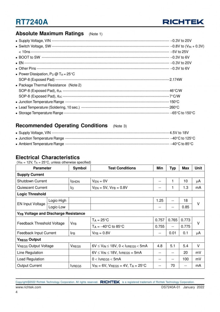RT7240A datasheet page 4