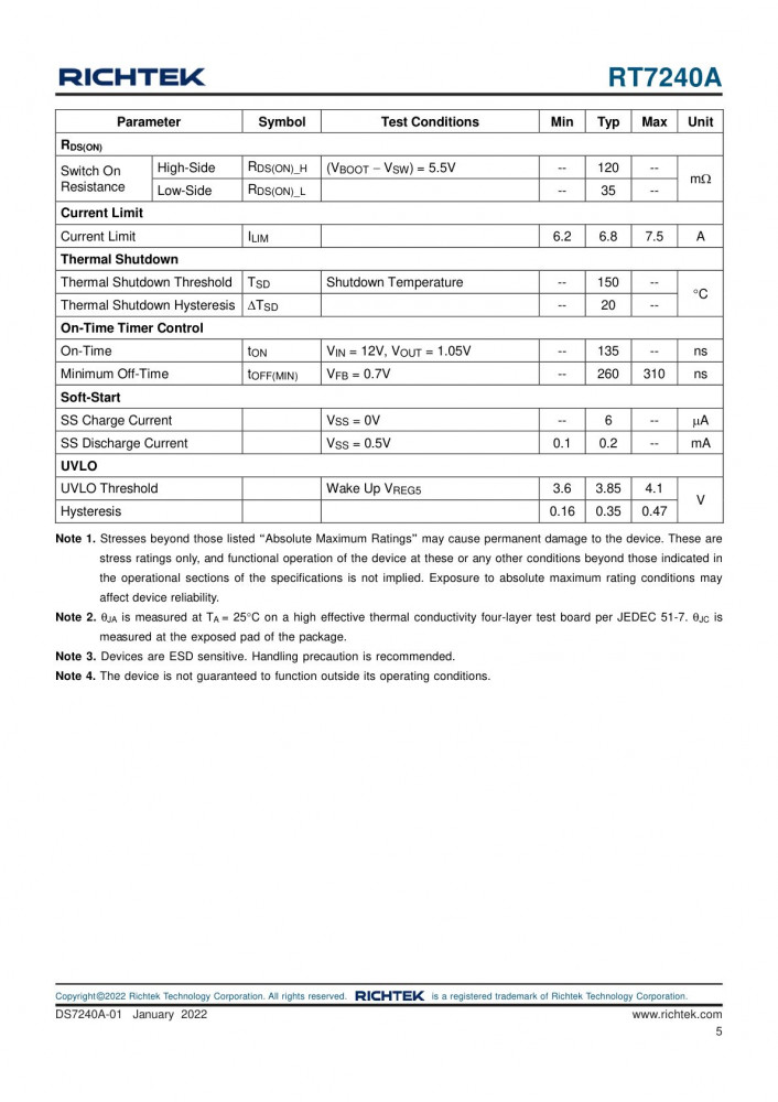 RT7240A datasheet page 5