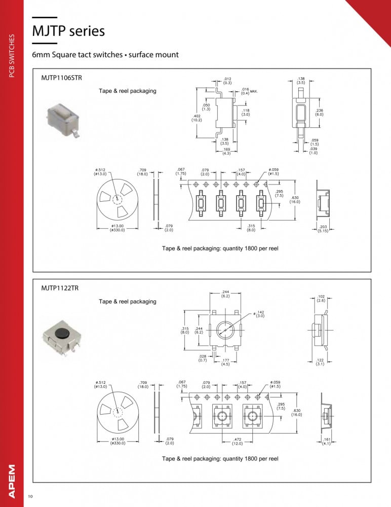 APEM MJTP datasheet page 10