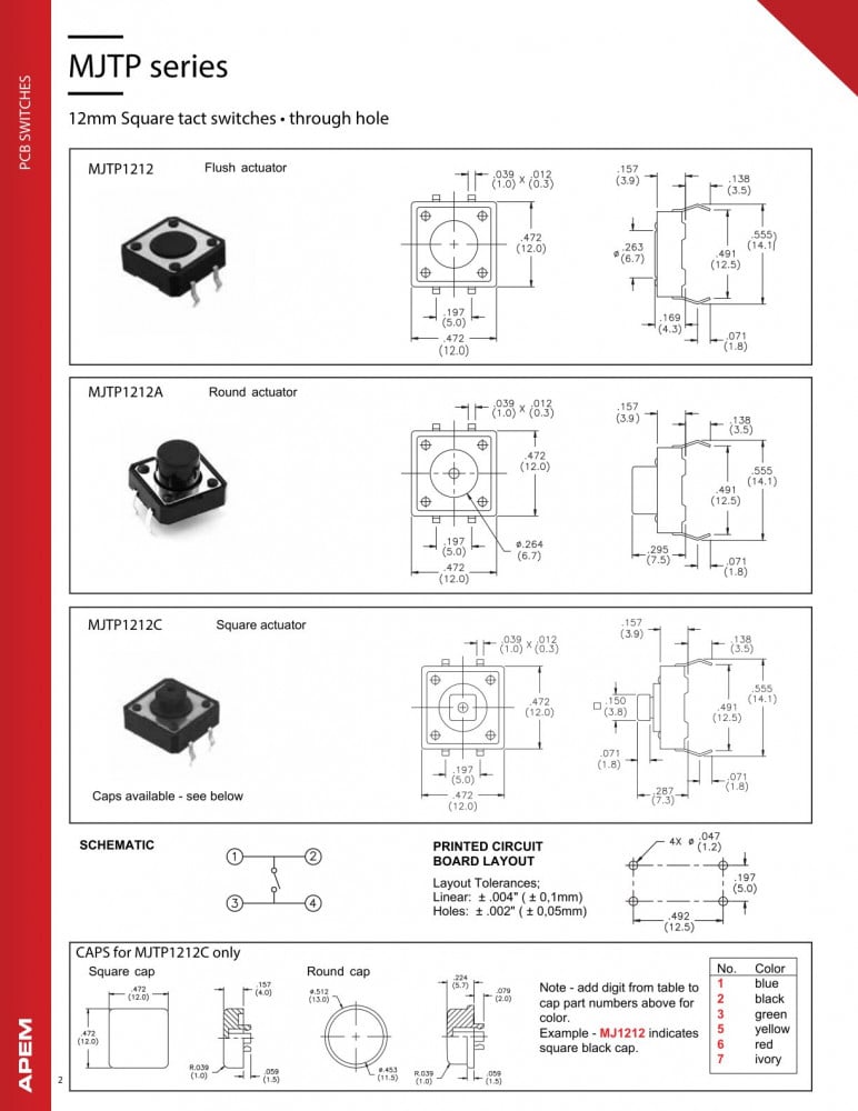 APEM MJTP datasheet page 2