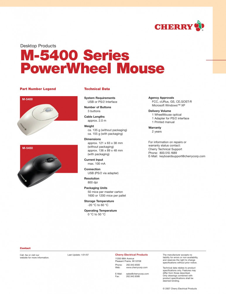 M-5450 product documentation page 2