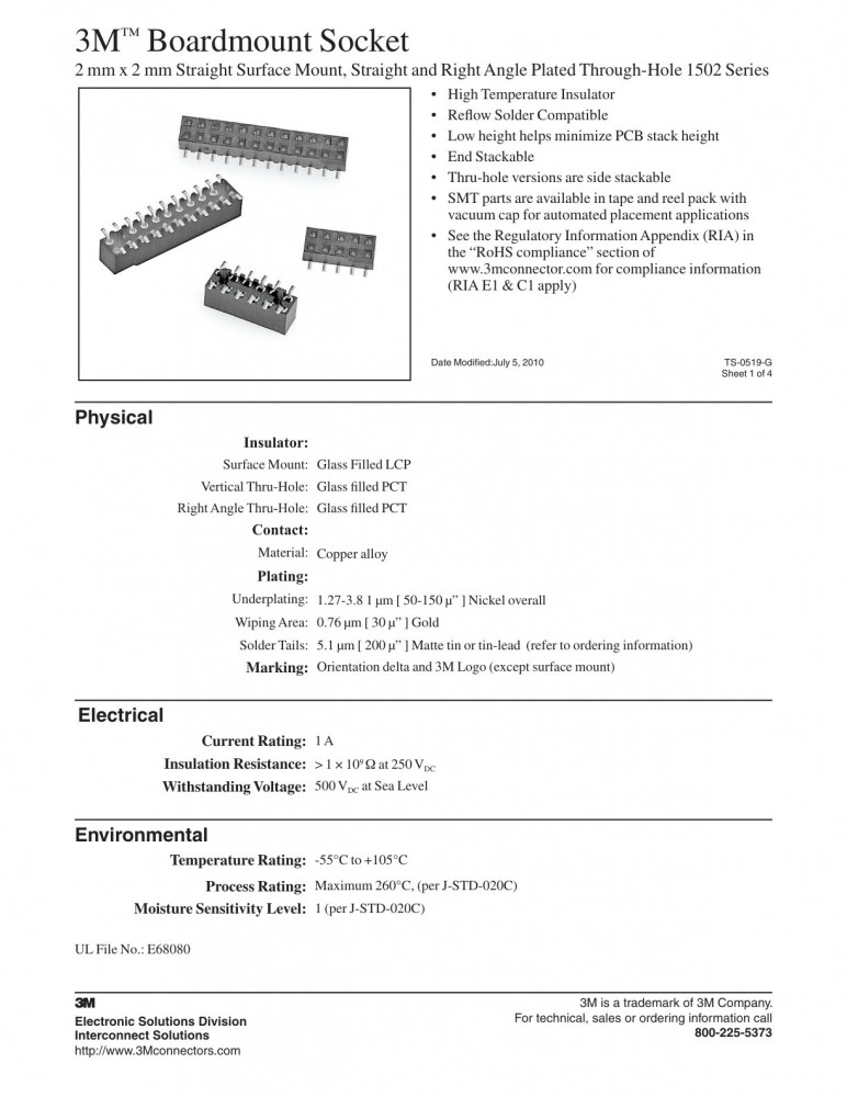 3M 1502 Series technical document page 1
