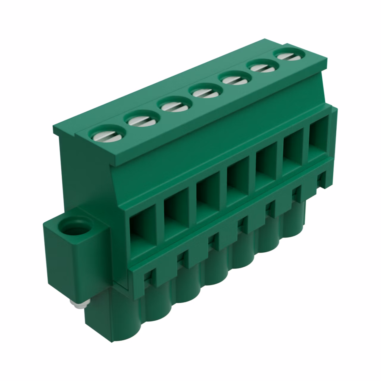 5.00mm Pitch Eurostyle Vertical Plug, with Retention Screws, Rear Wire Entry, Green Housing, 7 Circuits for sale