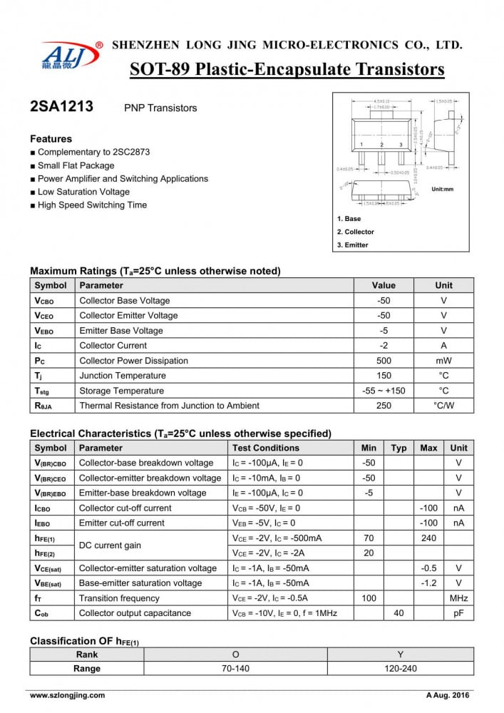 2SA1213 datasheet page 1