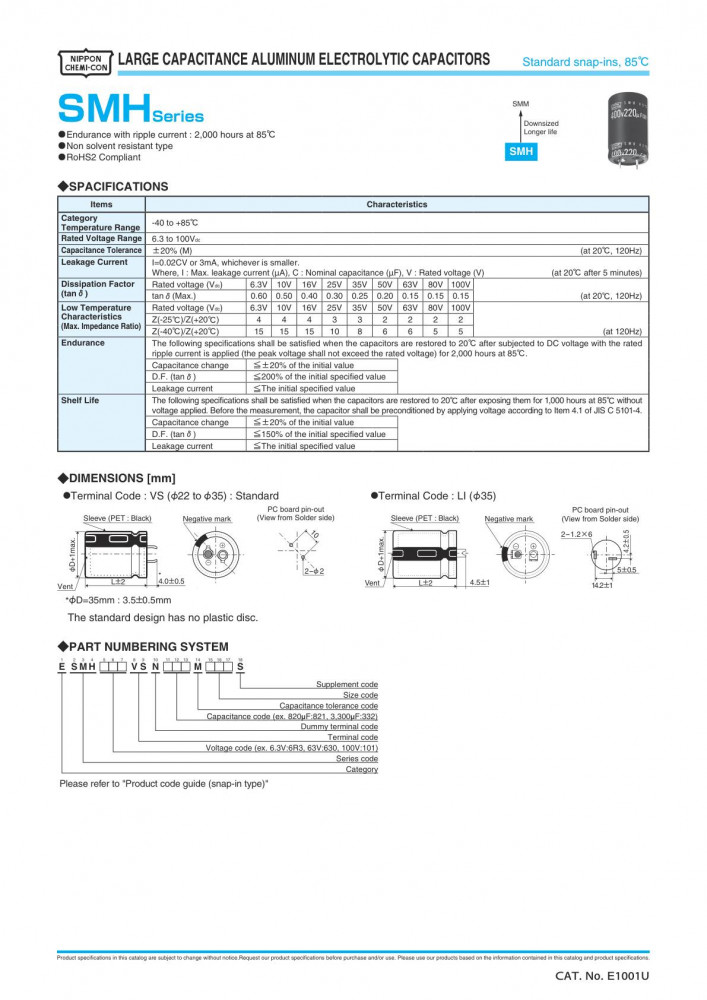 NCC SMH series datasheet page 1