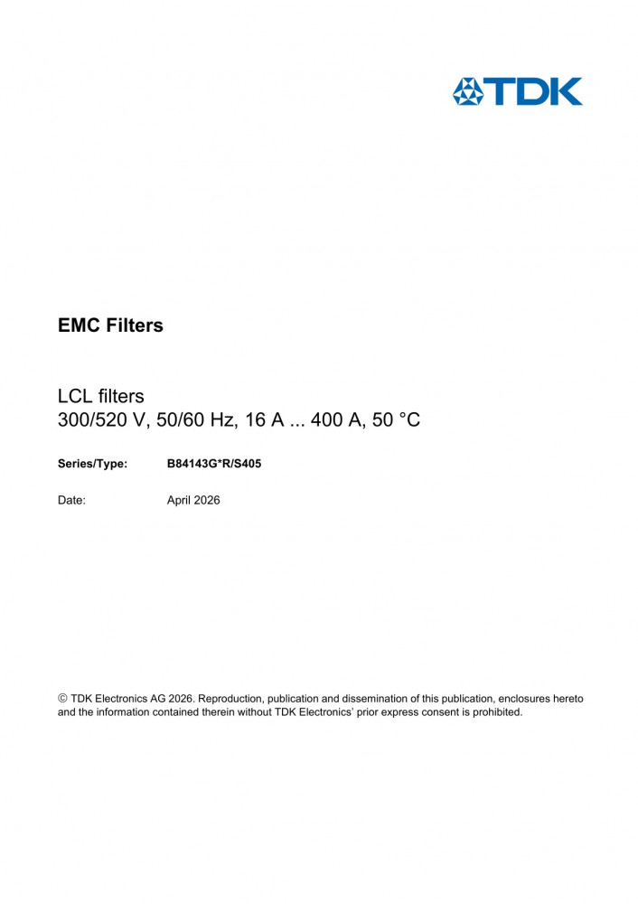 B84143 LCL filter datasheet page 1