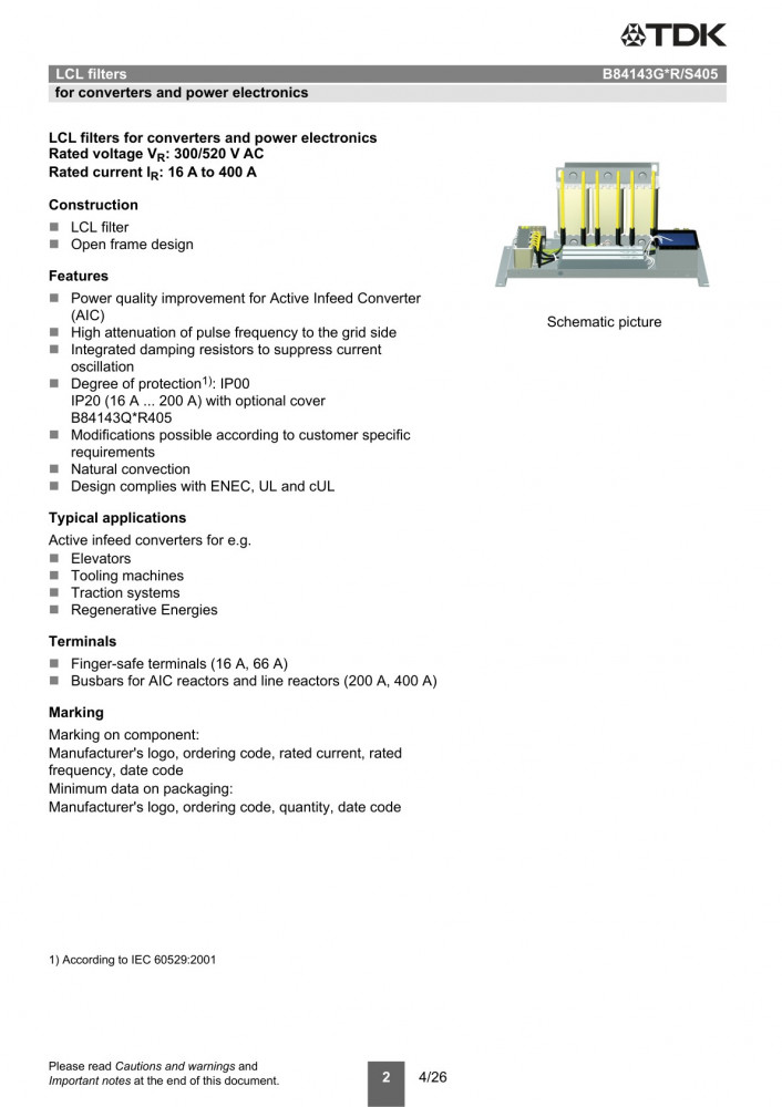 B84143 LCL filter datasheet page 2