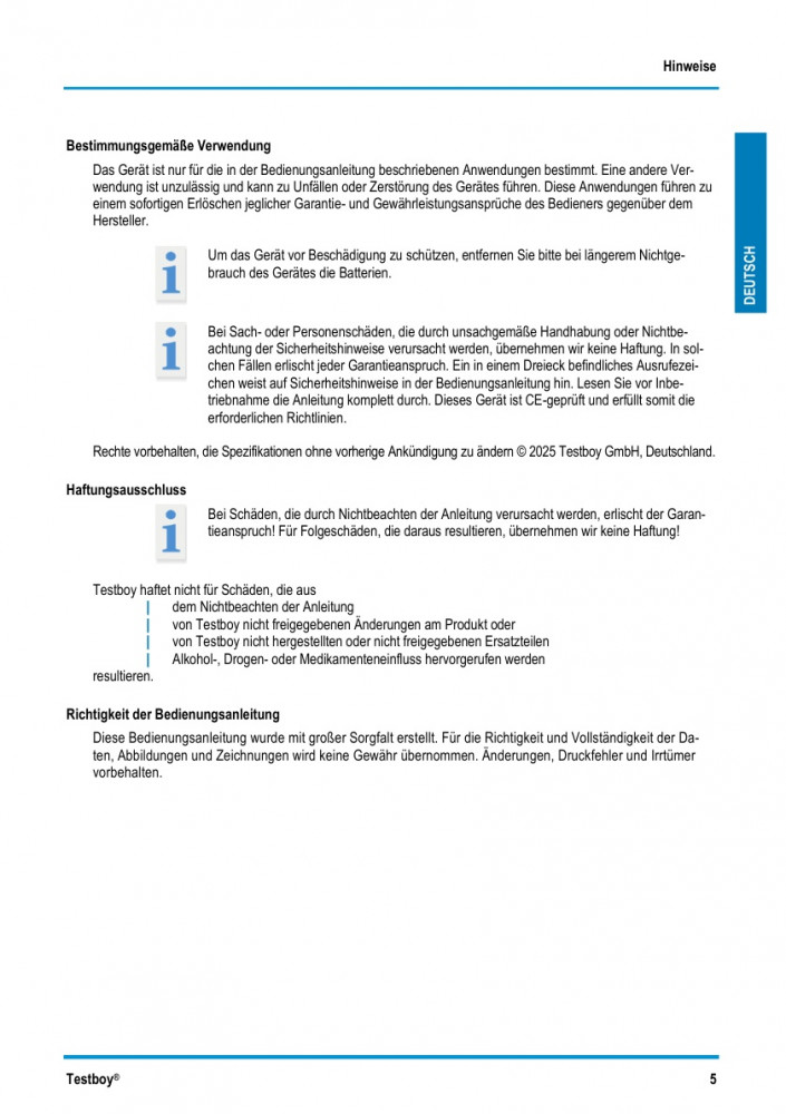 TESTBOY TV 298 operating instructions, page image 5