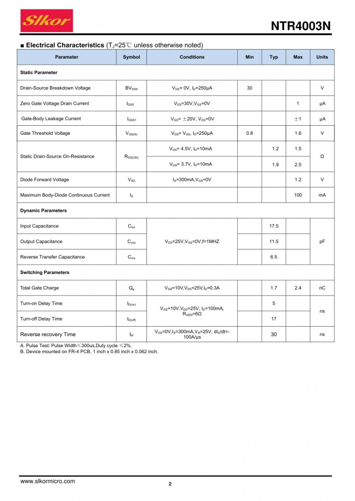NTR4003N datasheet page 2