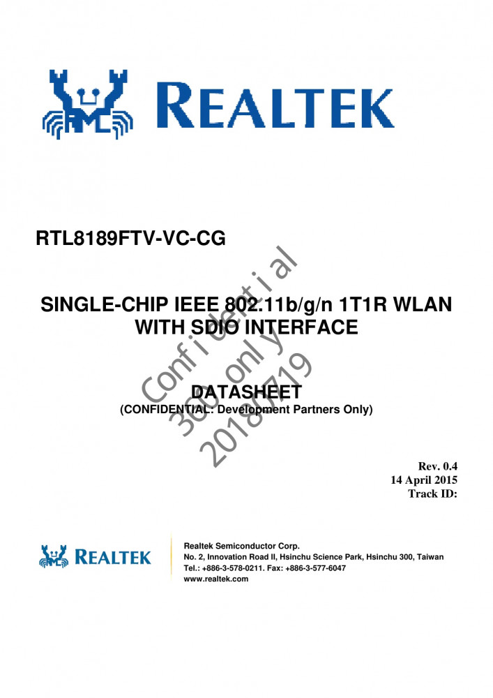 RTL8189FTV-VC-CG datasheet page 1