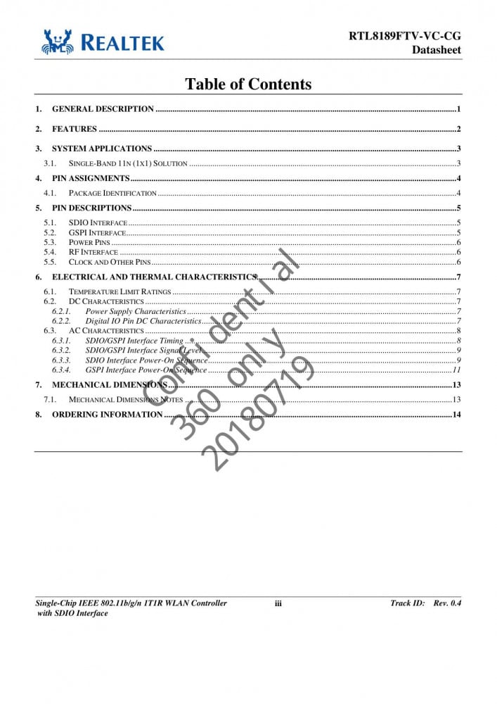 RTL8189FTV-VC-CG datasheet page 3