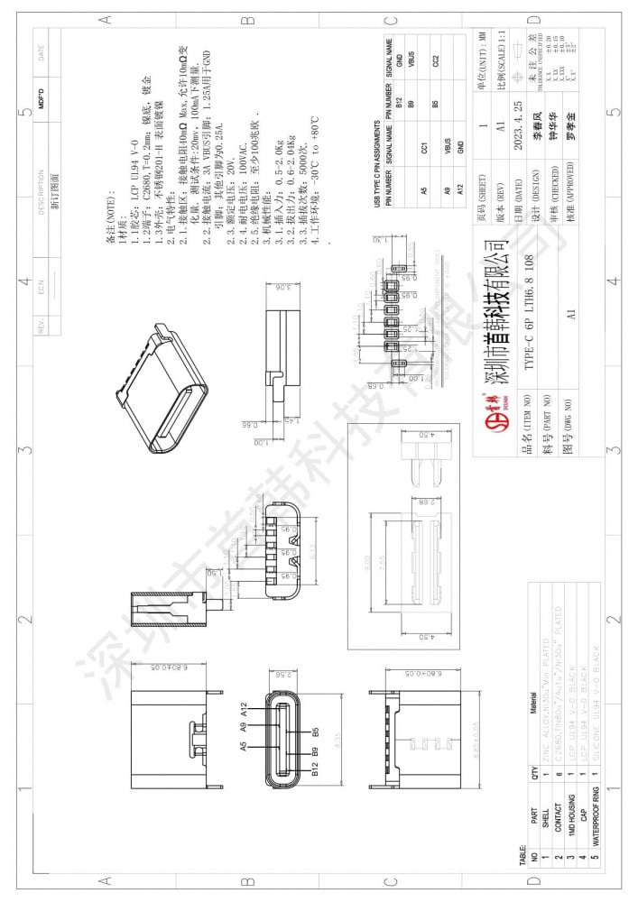 TYPE-C 6P LTH6.8 108 approval document page 1
