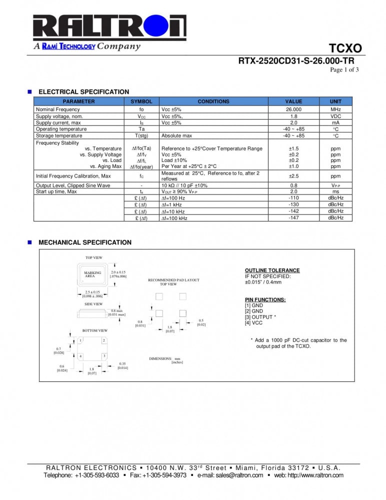 RTX-2520CD31-S-26.000-TR datasheet page 1