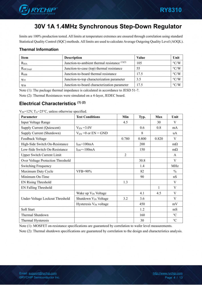 RY8310 datasheet page 4
