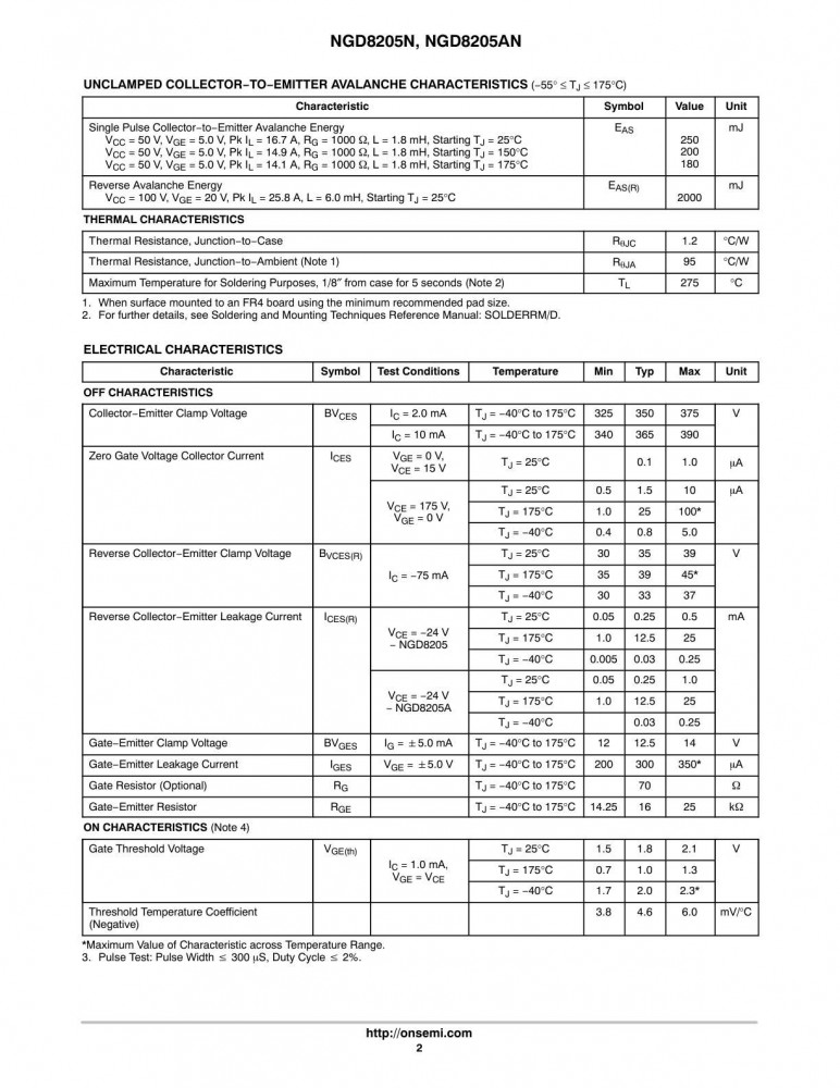 NGD8205ANT4G datasheet page 2