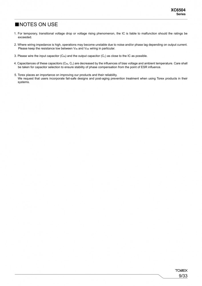 XC6504A301MR-G datasheet page 9