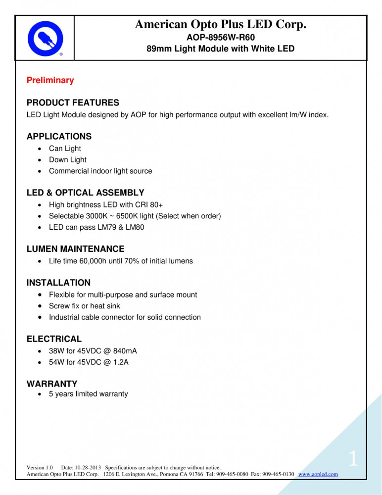 AOP-8956W-R60 document image, page 1