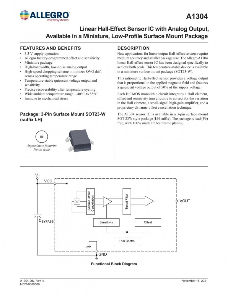 A1304 technical document page 1