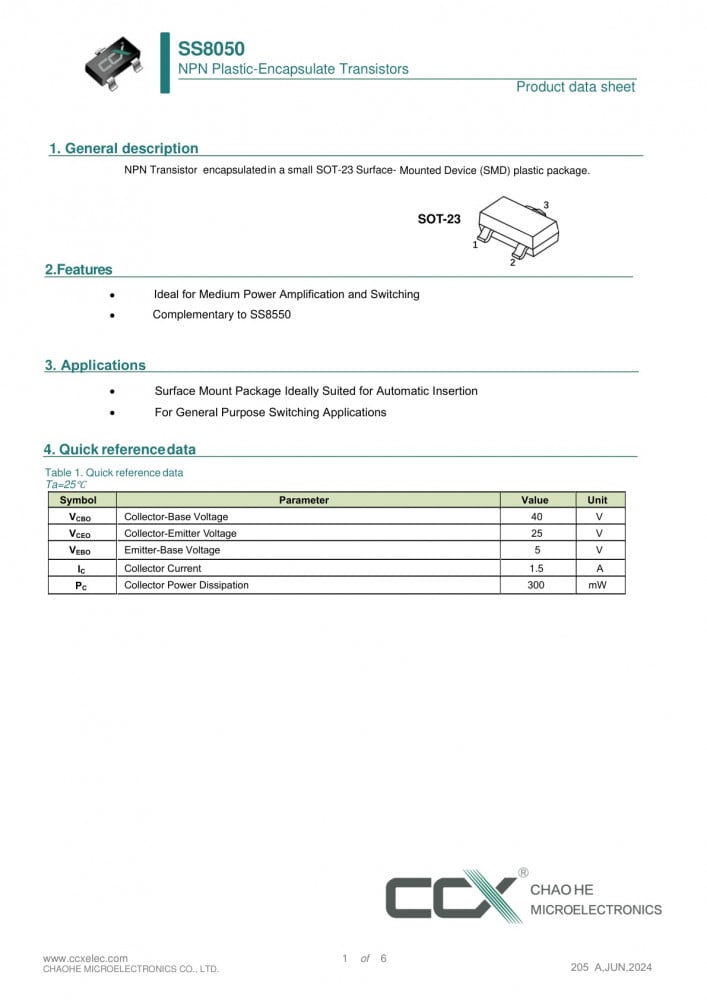 SS8050 datasheet page 1