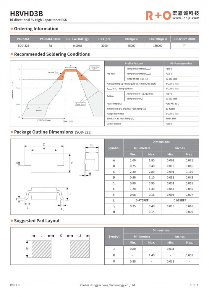 H8VHD3B datasheet page 3