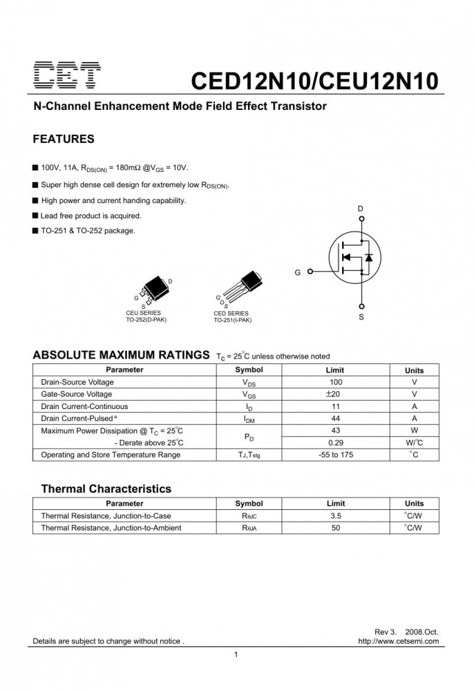 CEU12N10 datasheet page 1