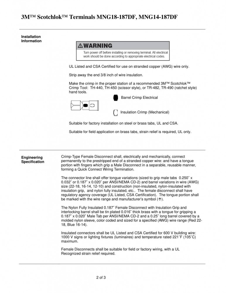 3M MNG18-187DFK technical document page 2