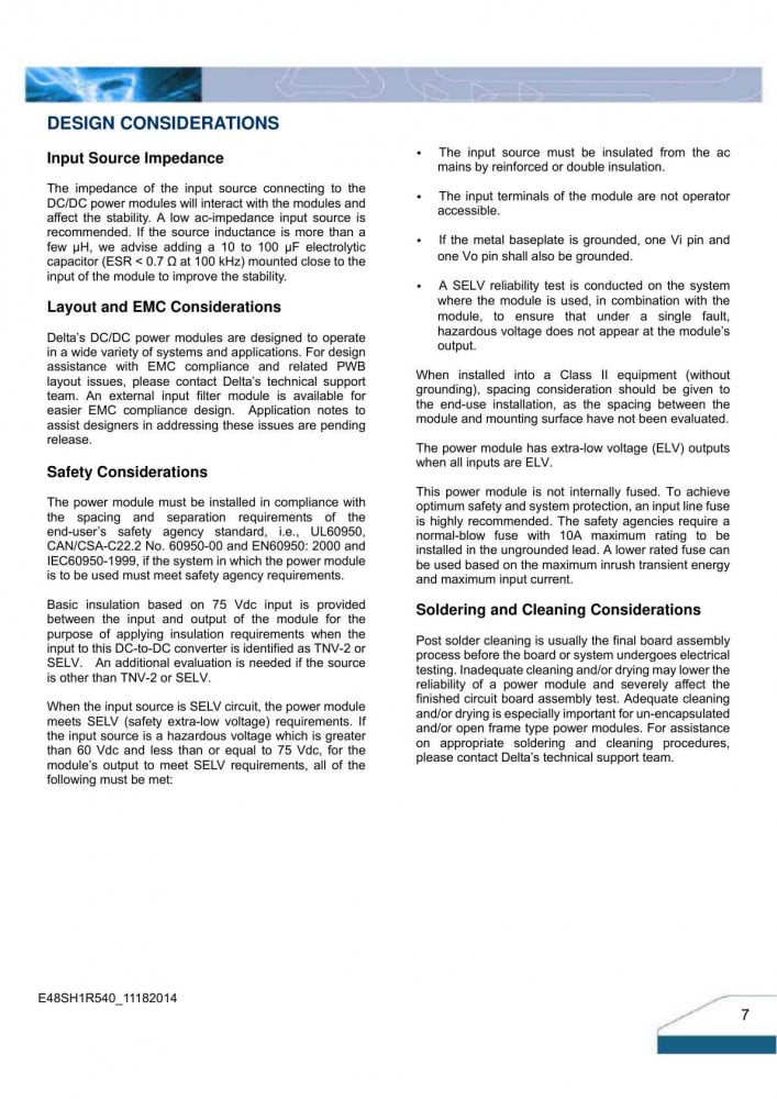 DELTA E48SH datasheet page 7