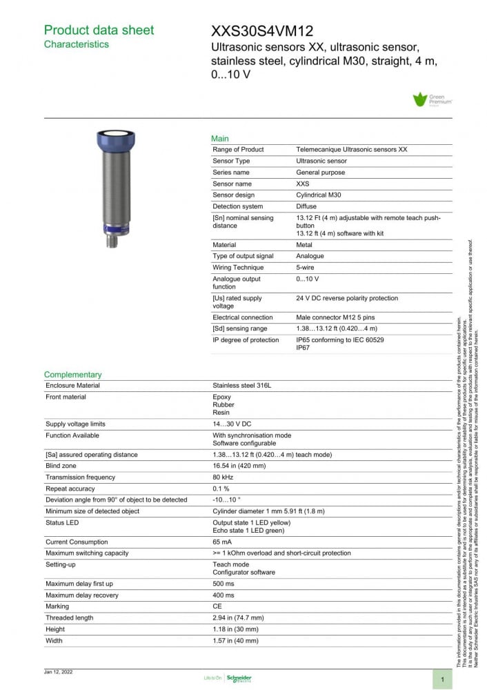 XXS30S4VM12 technical document page 1