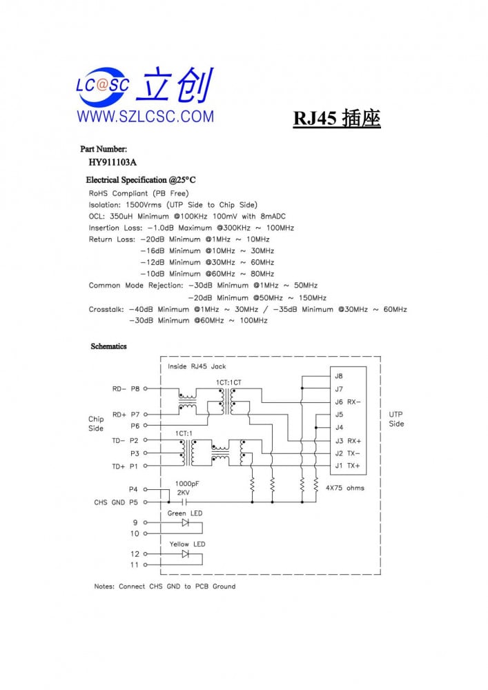 HY911103A electrical specification and schematic