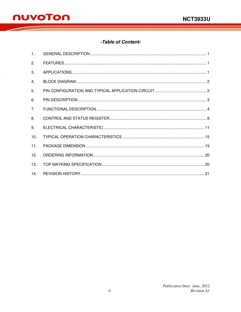 NCT3933U datasheet page 3