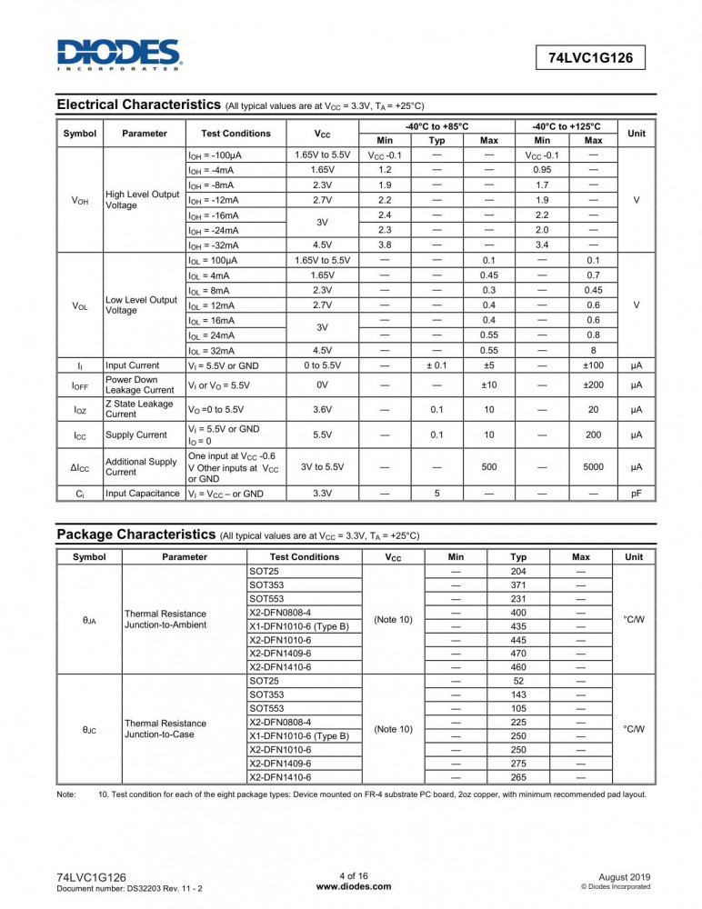 74LVC1G126FX4-7 datasheet page 4