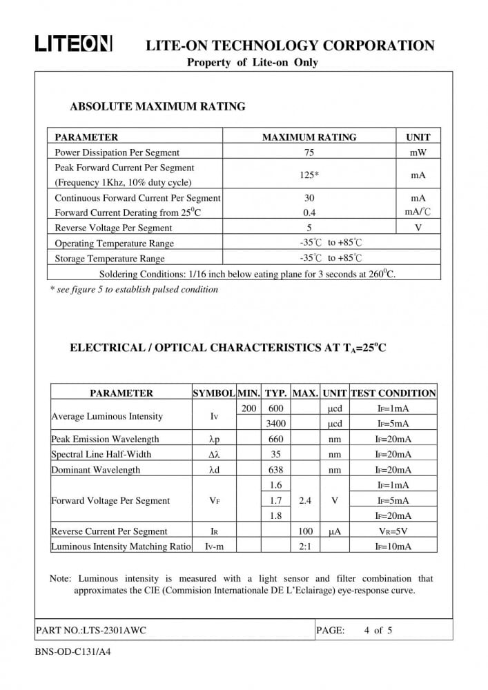 LTS-2301AWC datasheet page 5