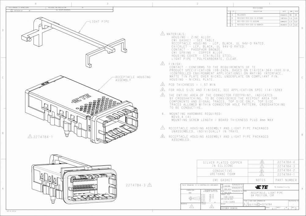 TE Connectivity 2274784-3 drawing page 1