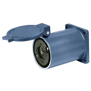 Locking Devices, Bryant Power Interrupting, Industrial, Flanged Receptacle, 60A 600V AC, 3-Pole 4-Wire Grounding, Non-NEMA, Screw Terminal, Yellow